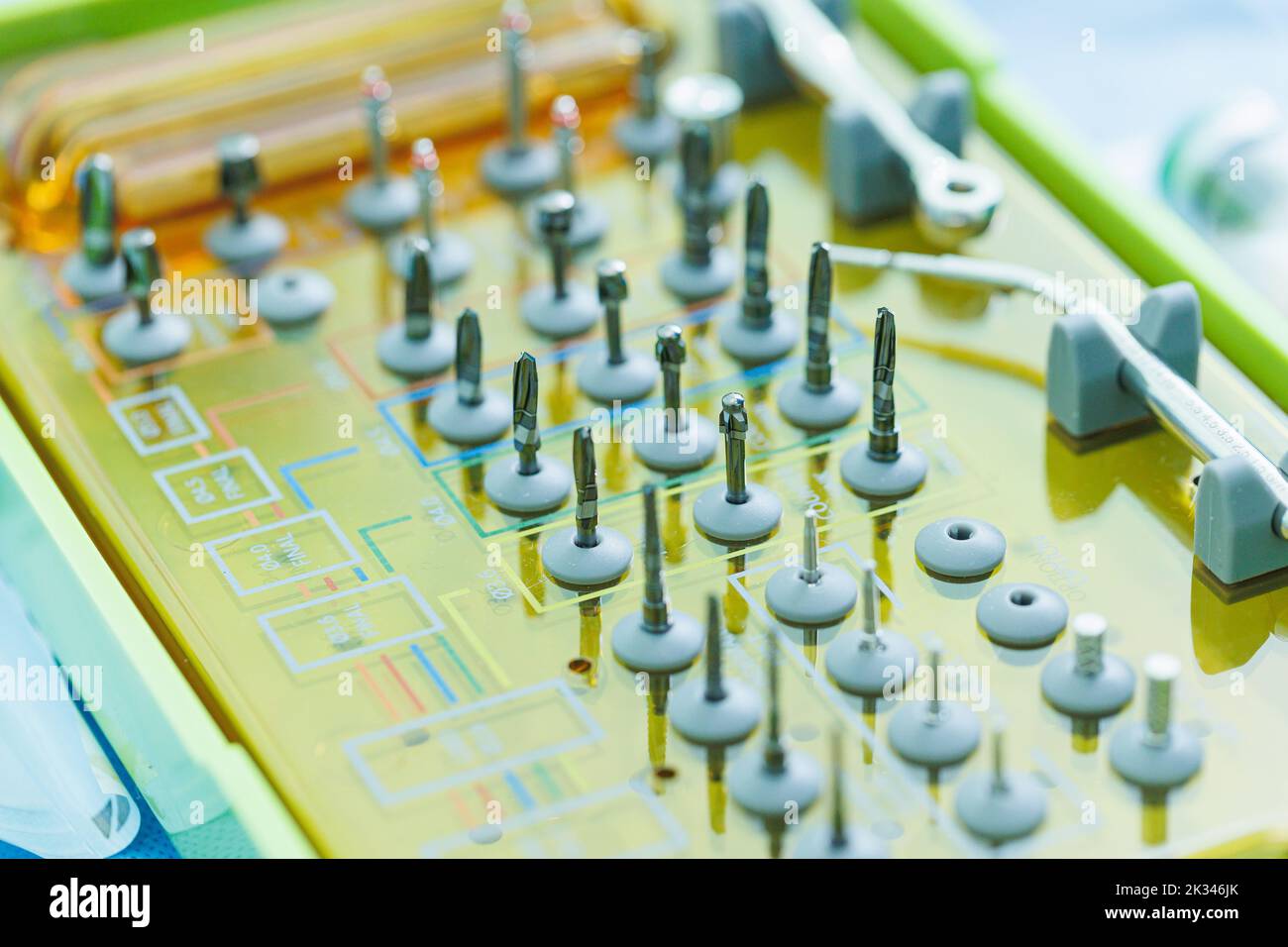 Interior of a patient reception room with dental equipment in a dental ...