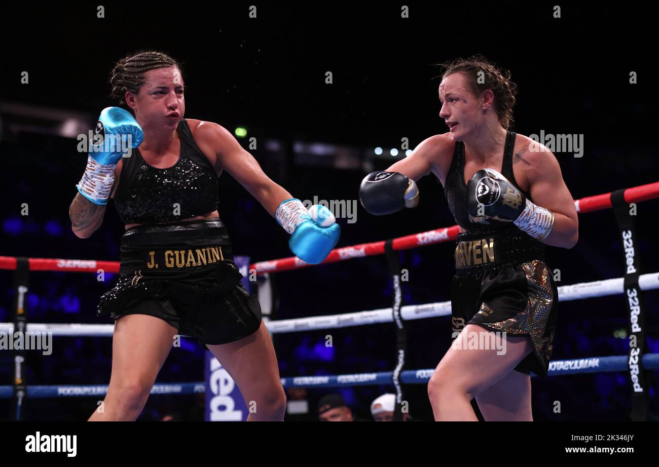 Raven Chapman (right) in action against Jorgelina Guanini during their ...