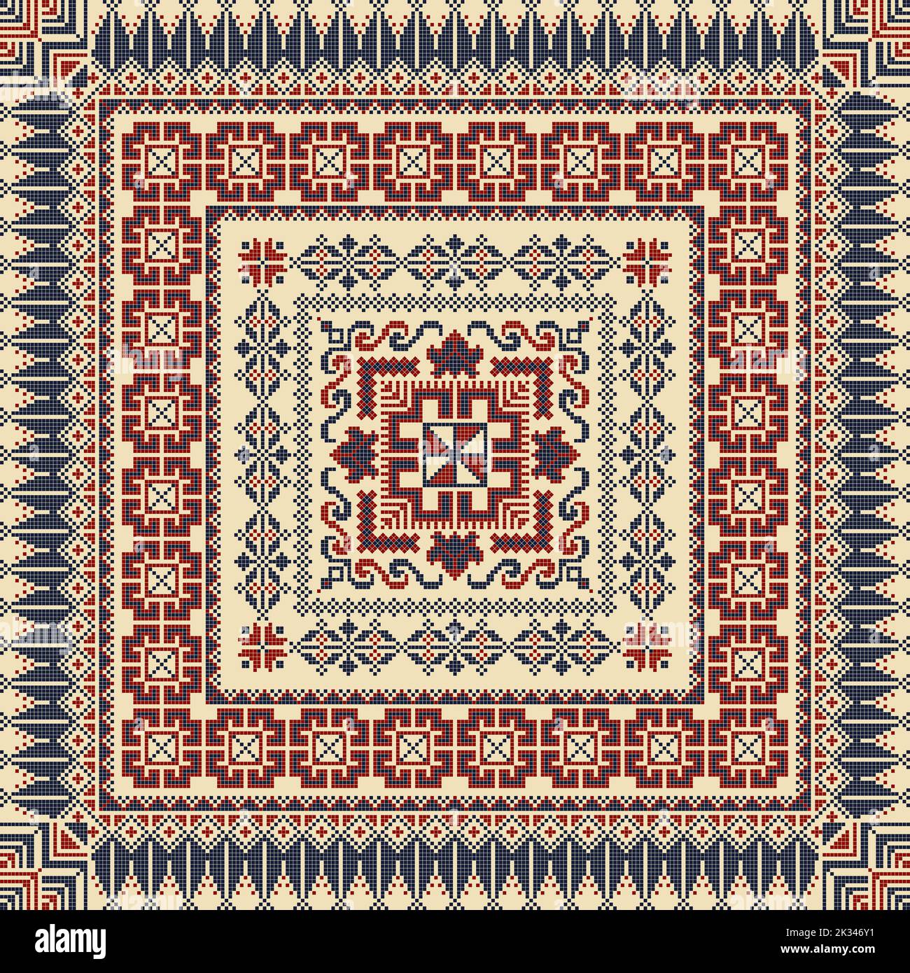 Embroidery Tatreez pattern, Palestinian fashion vector ornament Stock ...