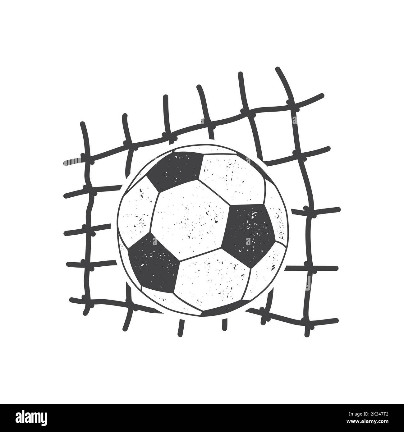 Soccer ball in the goal net icon silhouette. Vector illustration ...