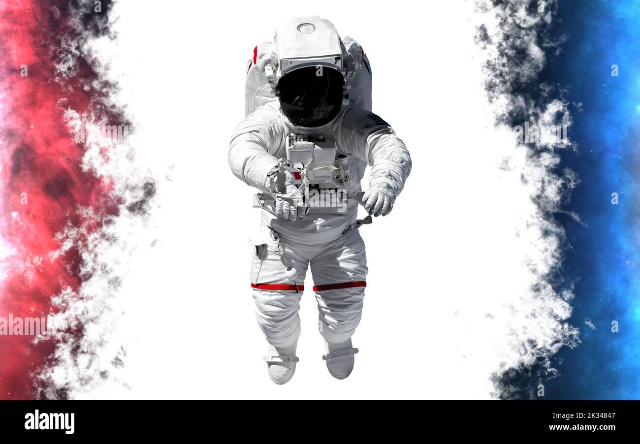 Astronaut isolated on white background. Space style dust splash Stock ...