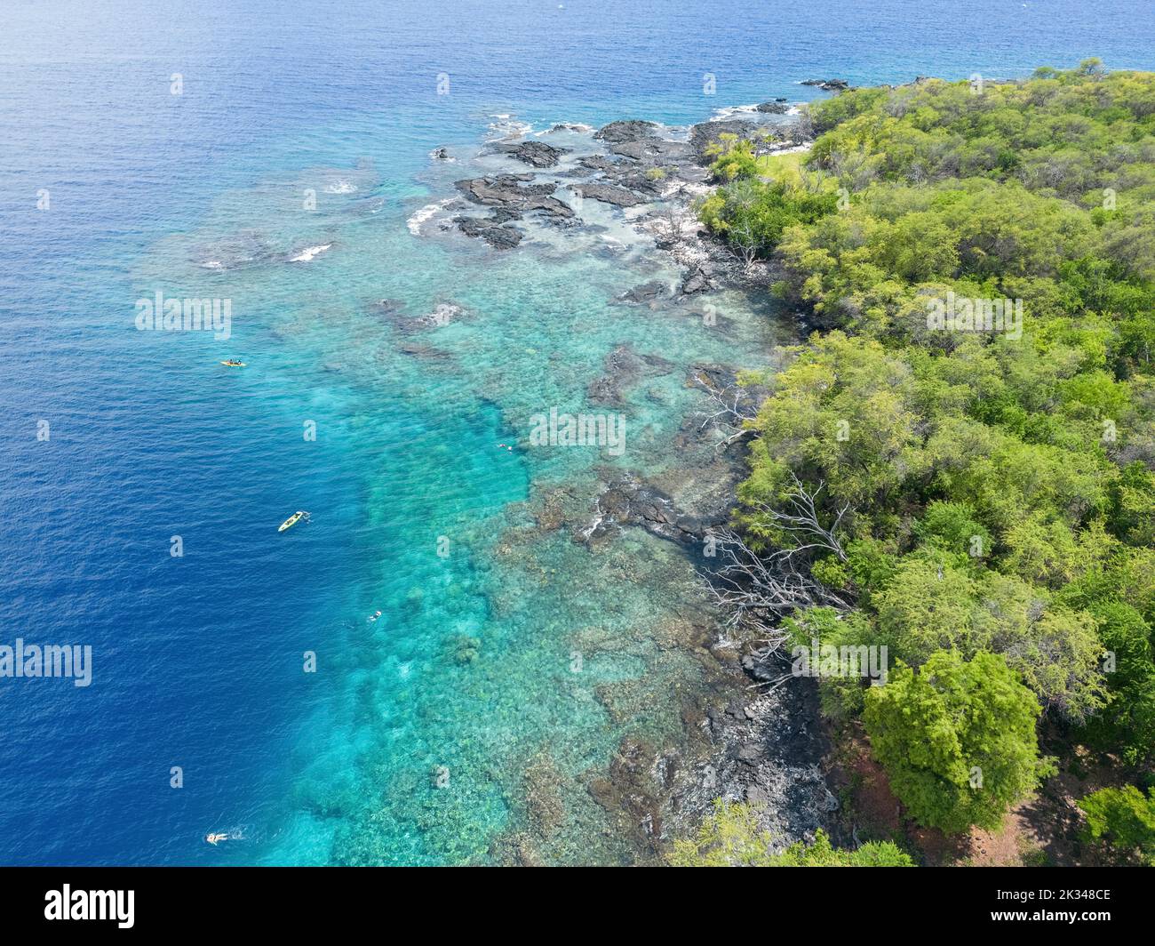 Aerial view of Kealakekua Bay at the end of the Captain James Cook ... Aerial view of Kealakekua Bay at the end of the Captain James Cook ...