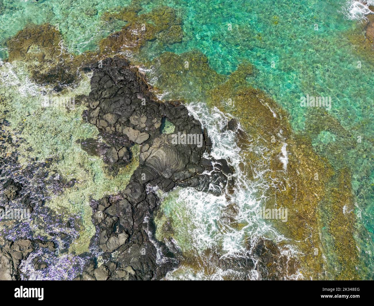 Aerial view of Kealakekua Bay at the end of the Captain James Cook Monument Trail, Kealakekua ...