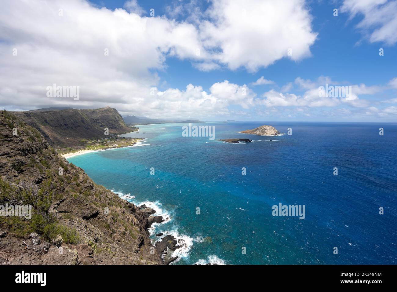 View from Makapu'u Point Lighthouse towards Makapu'u Beach Park, Oahu ...