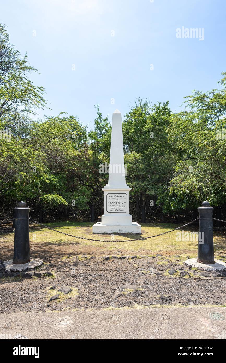 Caption Cook Monument at the end of Ka'Awaloa, Captain Cook Monument ... Caption Cook Monument at the end of Ka'Awaloa, Captain Cook Monument ...