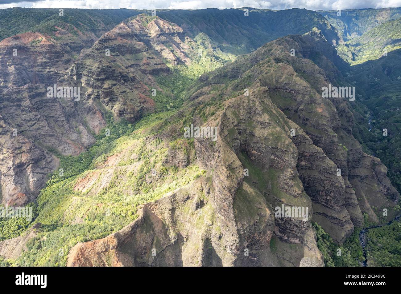 Aerial view Waimea Canyon, Waimea Canyon State Park, Kauai, Hawaii, USA ...