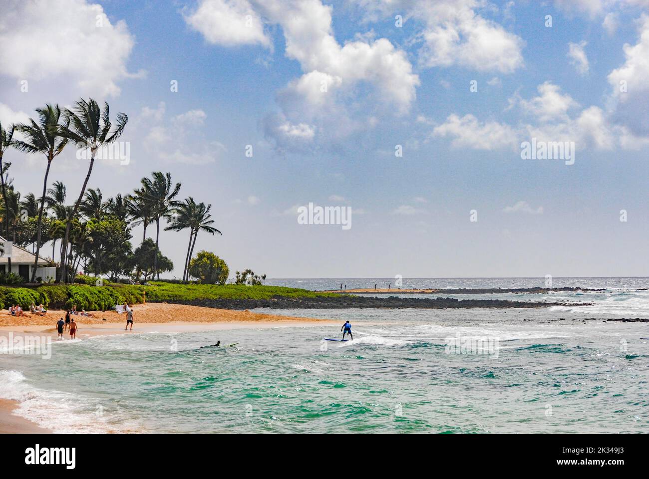 Beautiful beach in Poipu Beach, Kauai, Hawaii Stock Photo - Alamy