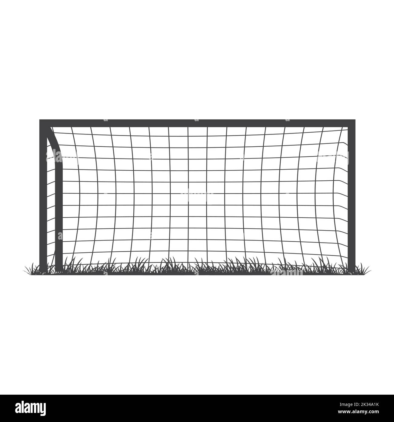 Football goal with grass icon silhouette. Soccer goal sport equipment ...