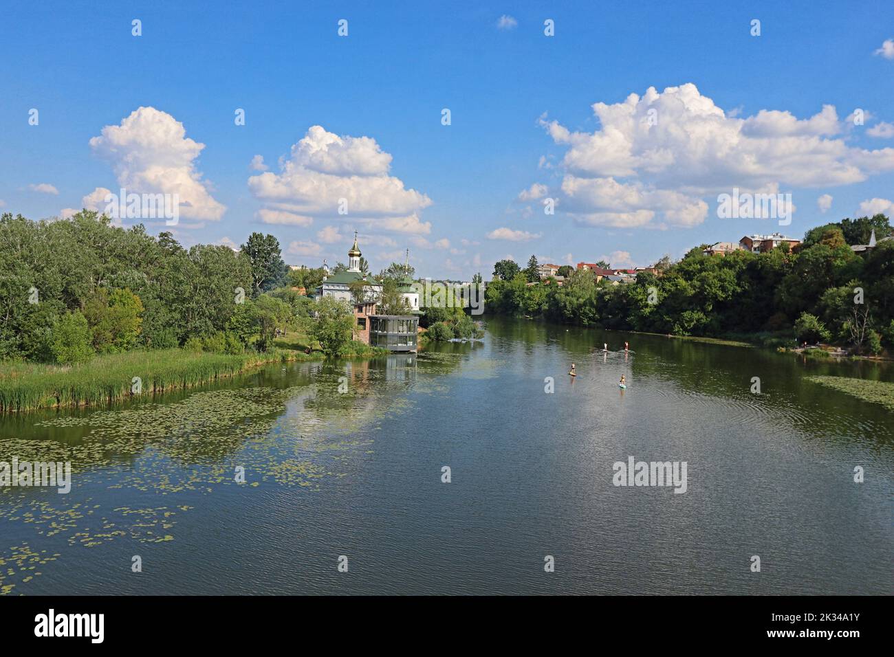 View of Southern Bug river and a church of Blessed Xenia of St ...