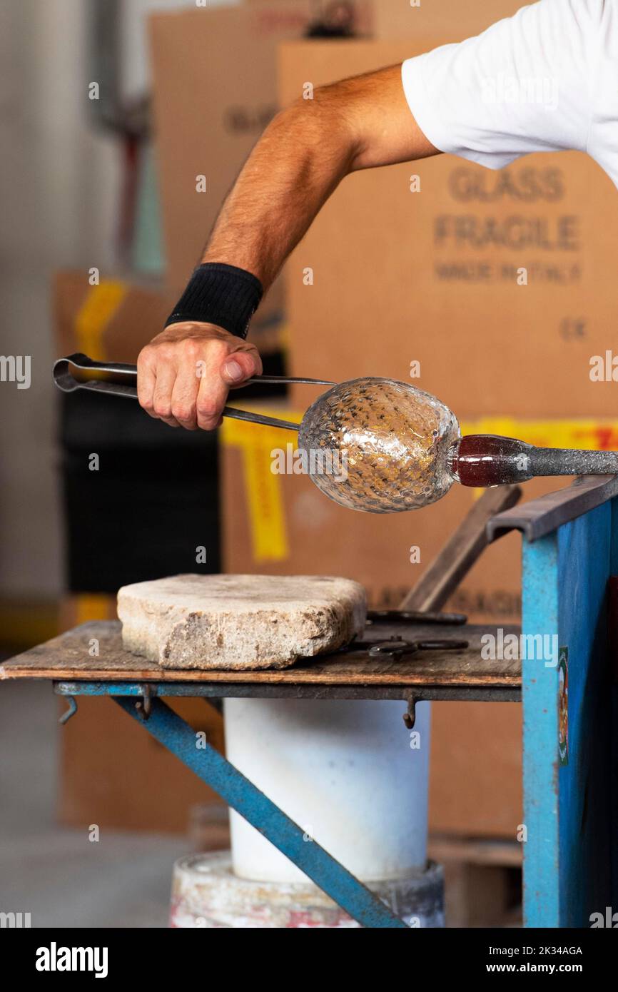Production of the famed Murano glass, glassblowing, Murano, Venice ...