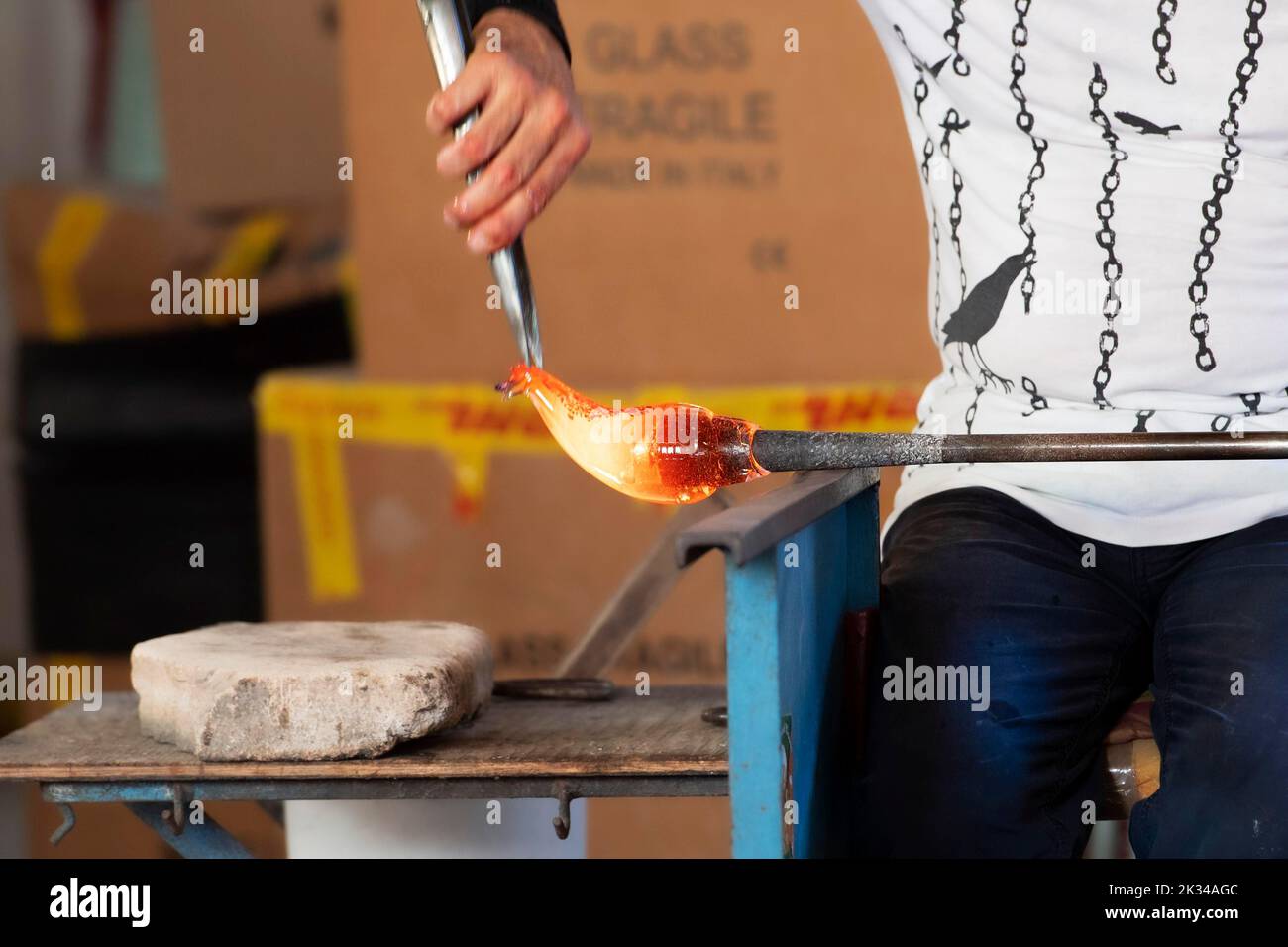 Production of the famed Murano glass, glassblowing, Murano, Venice ...