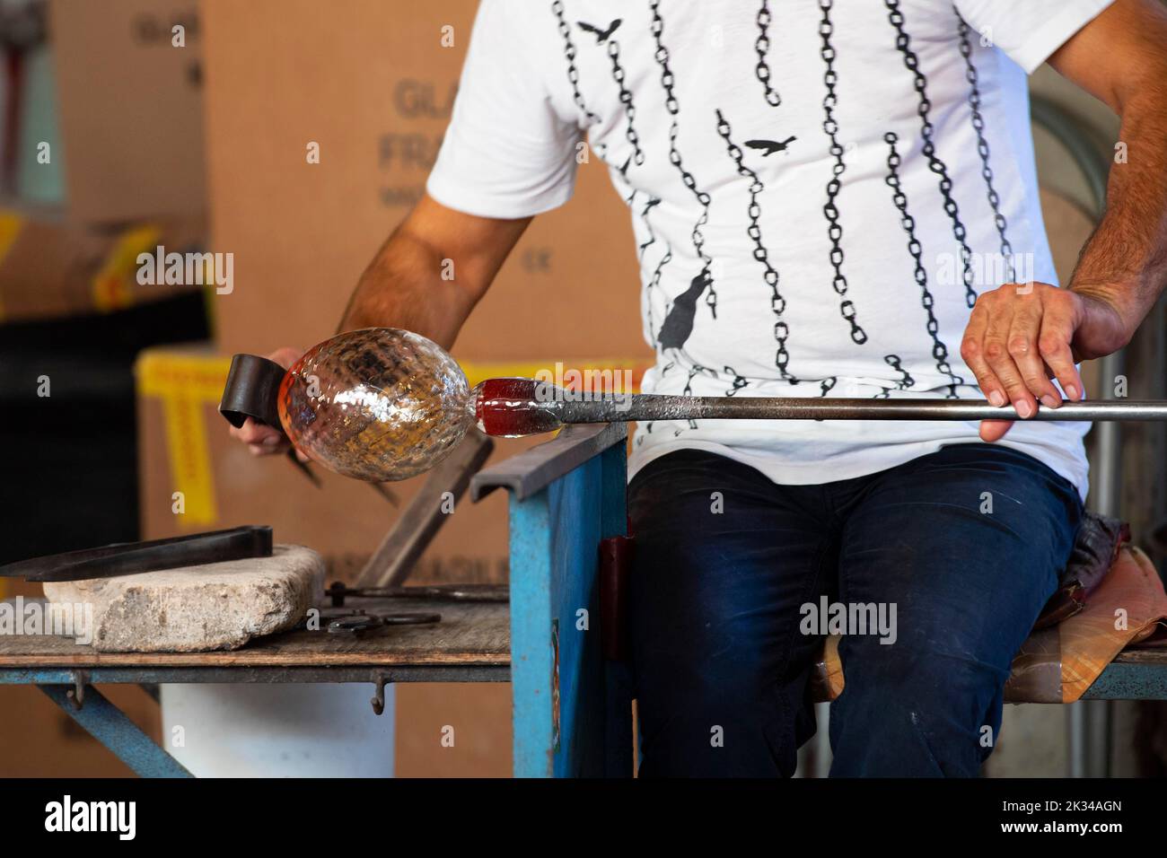 Production of the famed Murano glass, glassblowing, Murano, Venice ...