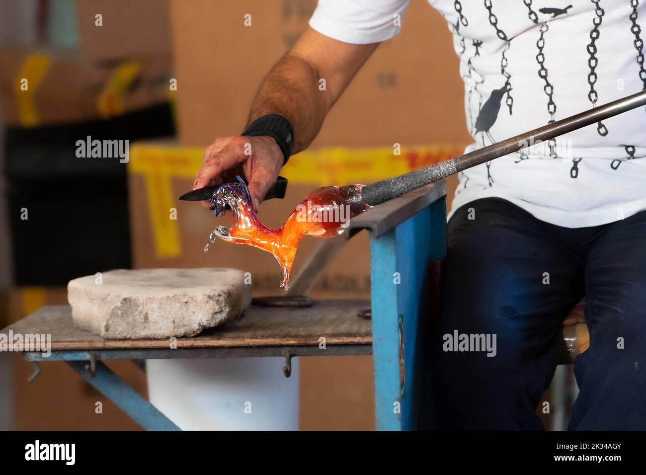Production of the famed Murano glass, glassblowing, Murano, Venice ...