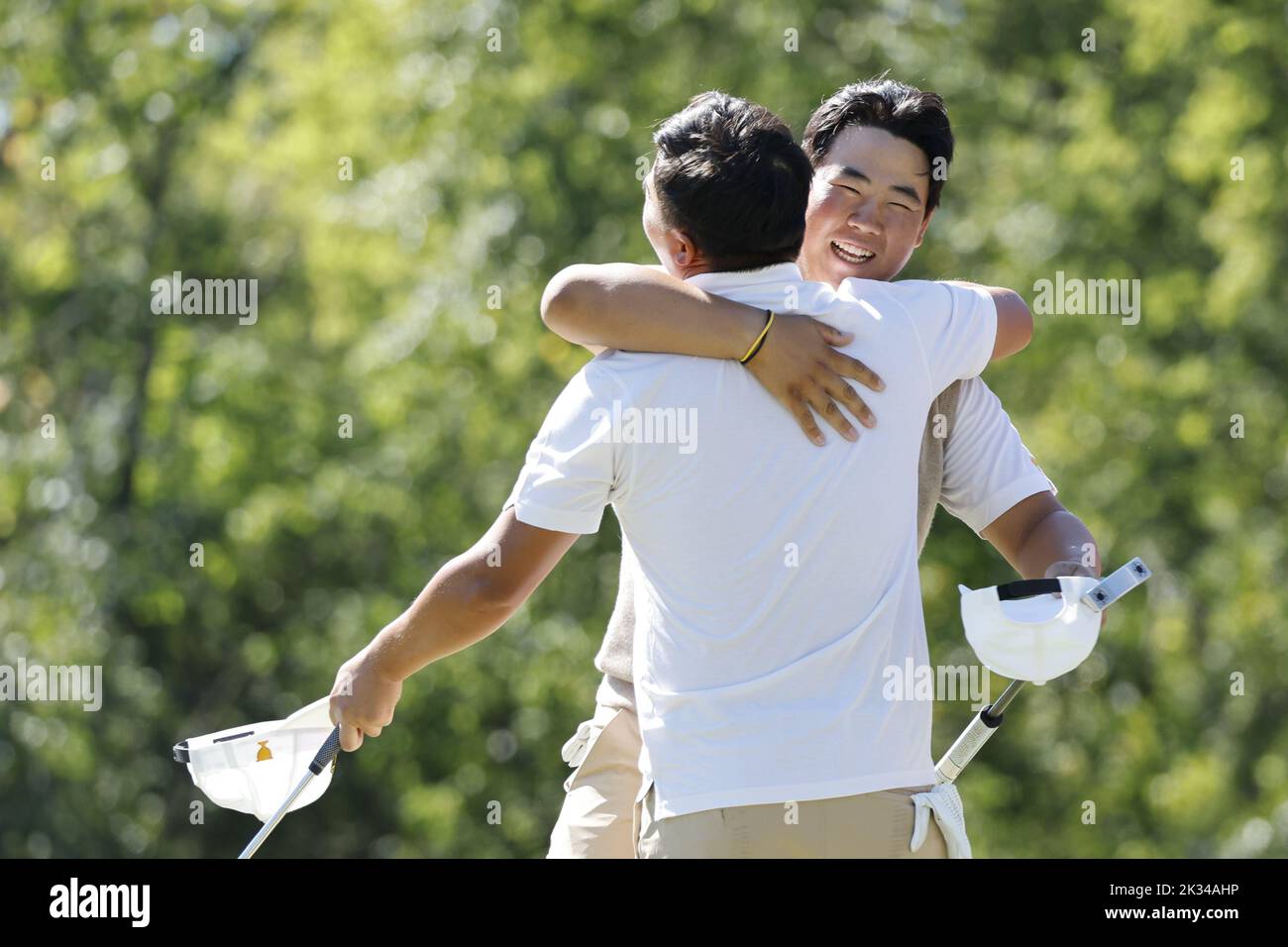 Charlotte, United States. 24th Sep, 2022. Tom Kim, of South Korea, left ...