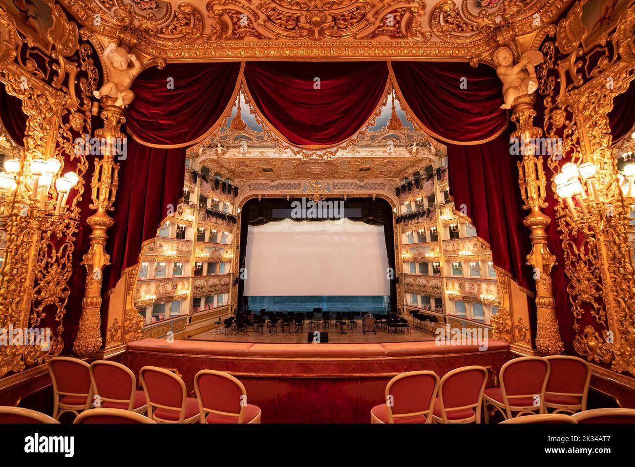 Interior view, theatre, Teatro La Fenice, Venice, Veneto, Italy Stock ...