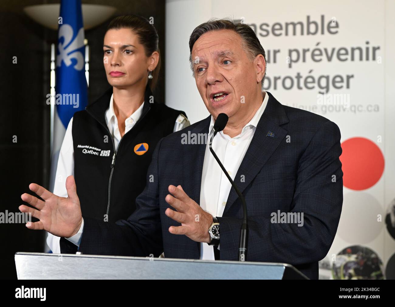 Coalition Avenir Quebec Leader Francois Legault speaks at a news ...