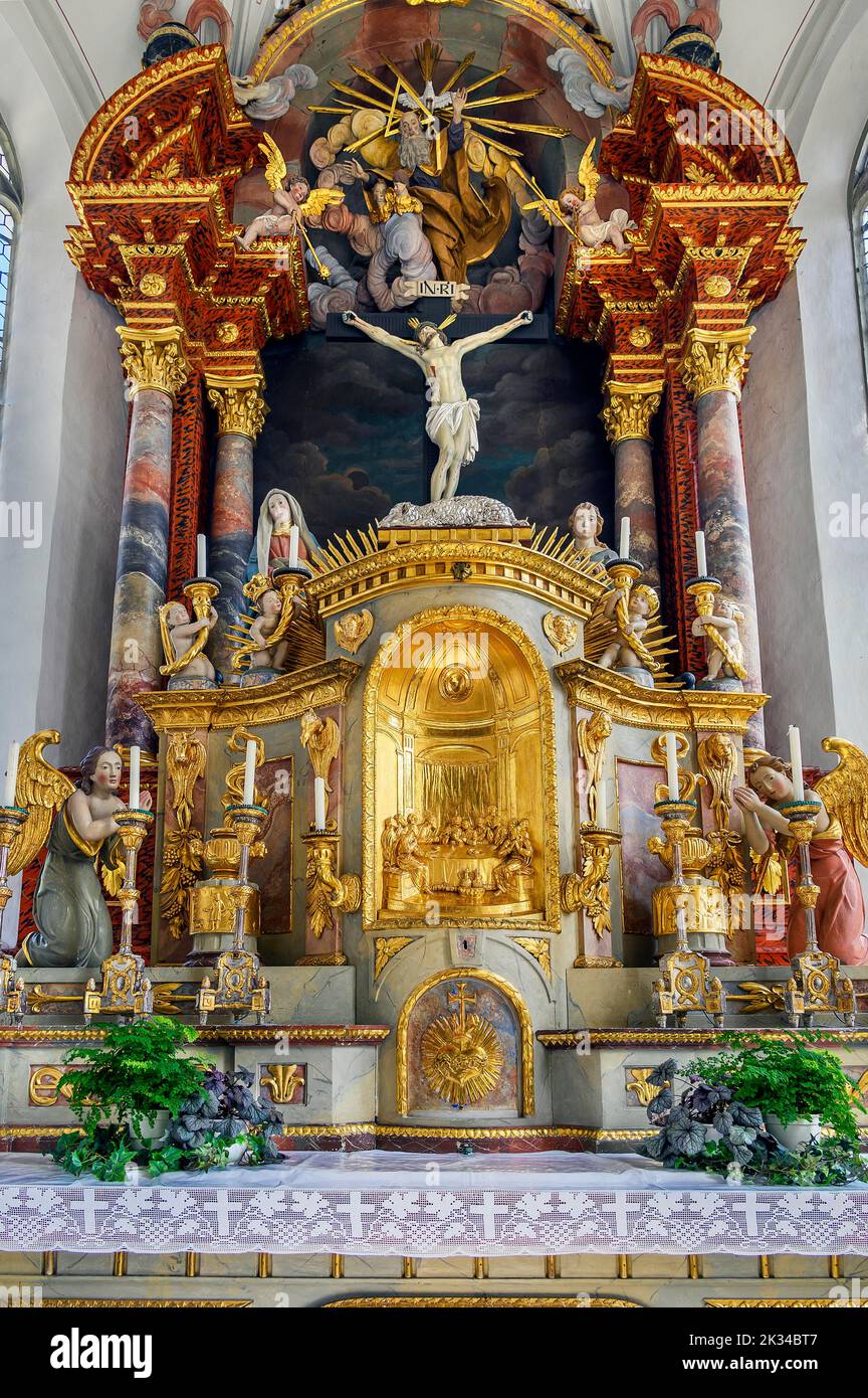 Main altar, Church of St. Alexander and Georg, Niedersonthofen, Allgaeu ...
