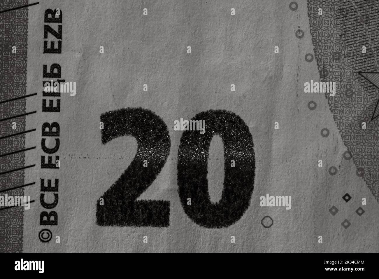 Selective focus on detail of euro banknotes. Close up macro detail of ...