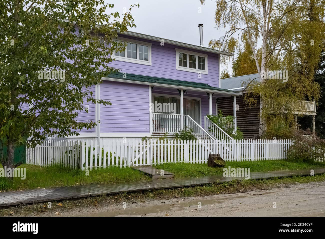 Dawson city in Yukon, Canada, colorful houses in the ancient village of ...