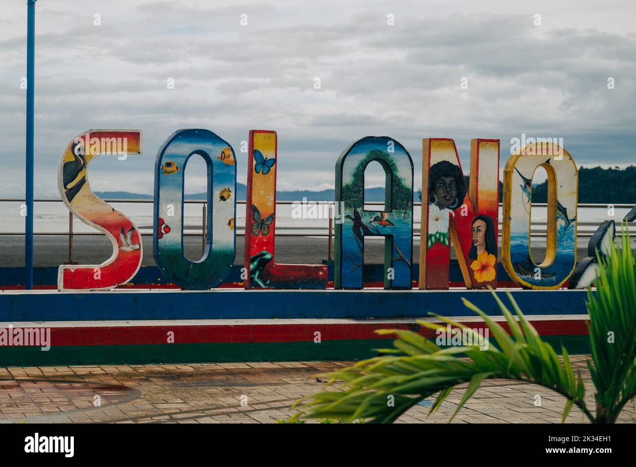 A big colorful signage of SOLANO in bahia solano in colombia choco ...