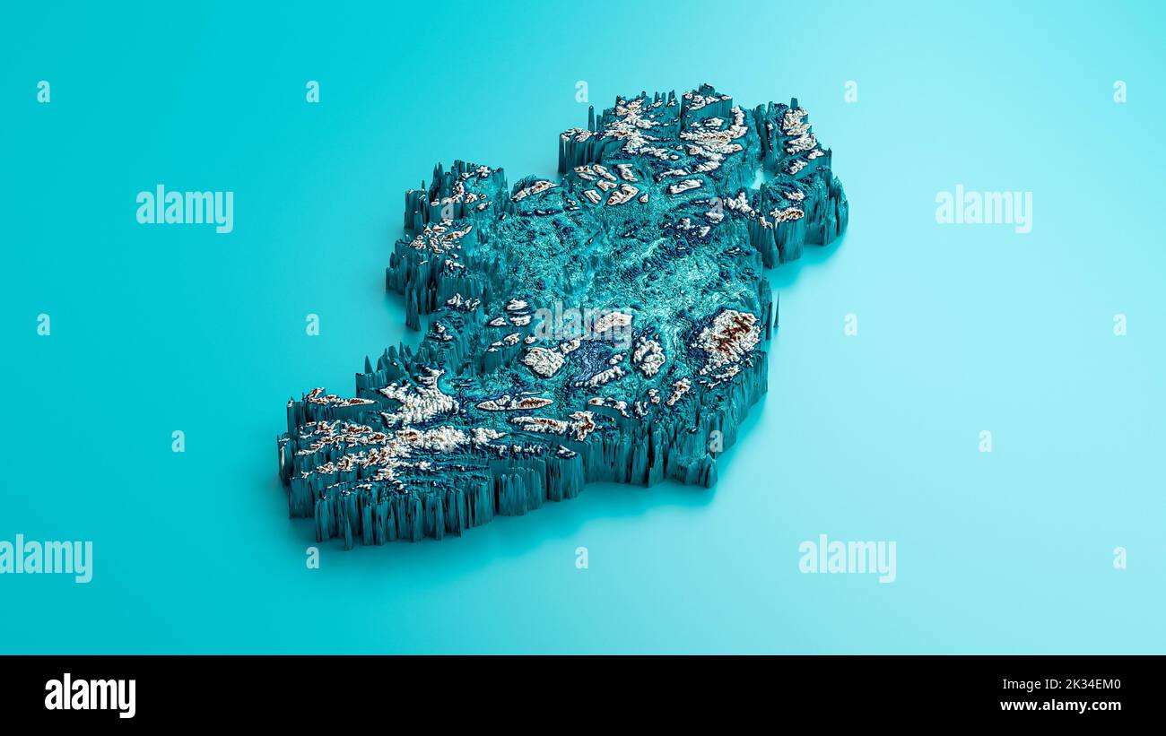 A 3D rendering of topographic Ireland map Stock Photo - Alamy