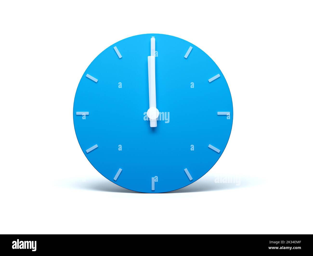 A 3D rendering of a blue wall Clock on isolated white background Stock ...