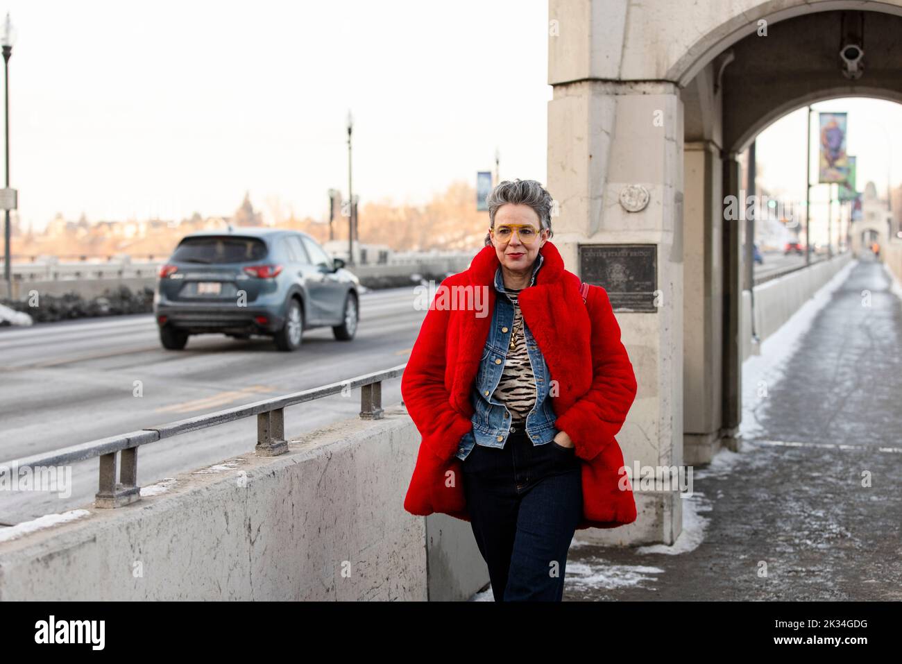 Woman on walking bridge hi-res stock photography and images - Alamy
