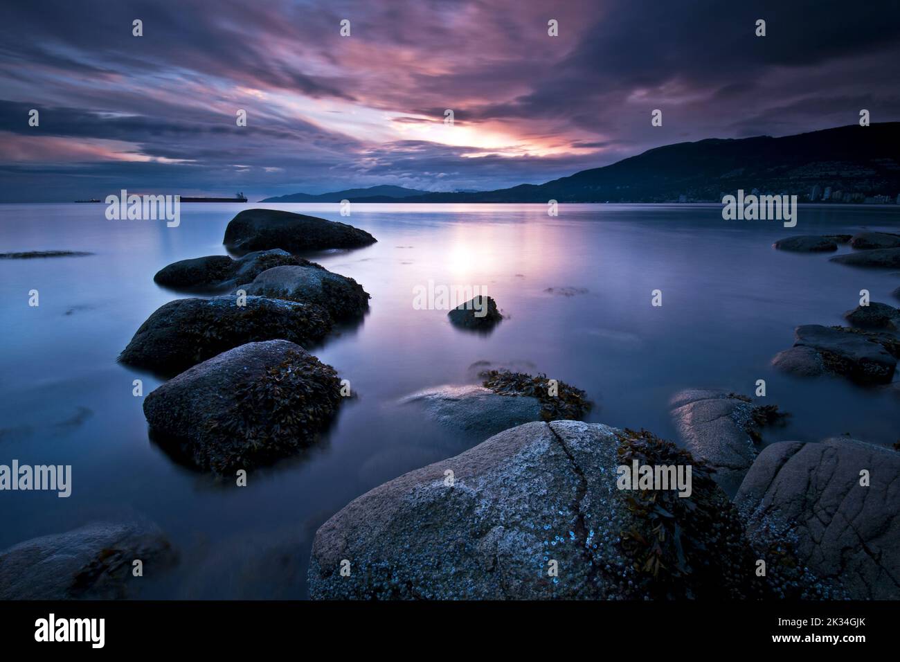 An aerial view of beautiful rocks near the ocean in Vancouver, Canada ...