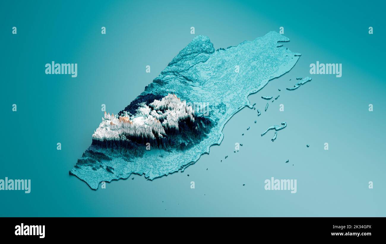 A 3D rendering of the topographic Belize Map Stock Photo - Alamy