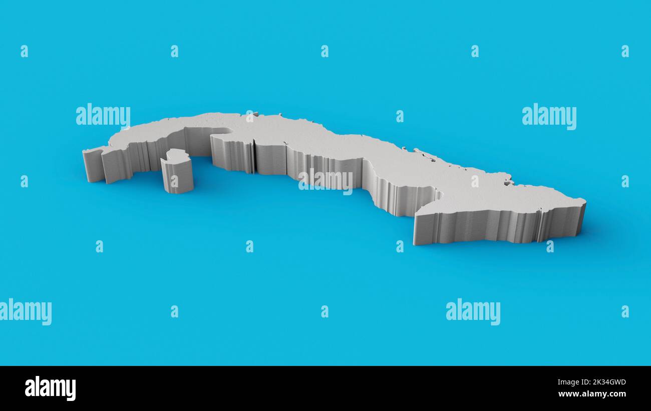 A 3D rendering of Cuba 3D map Geography Cartography and topology Stock ...