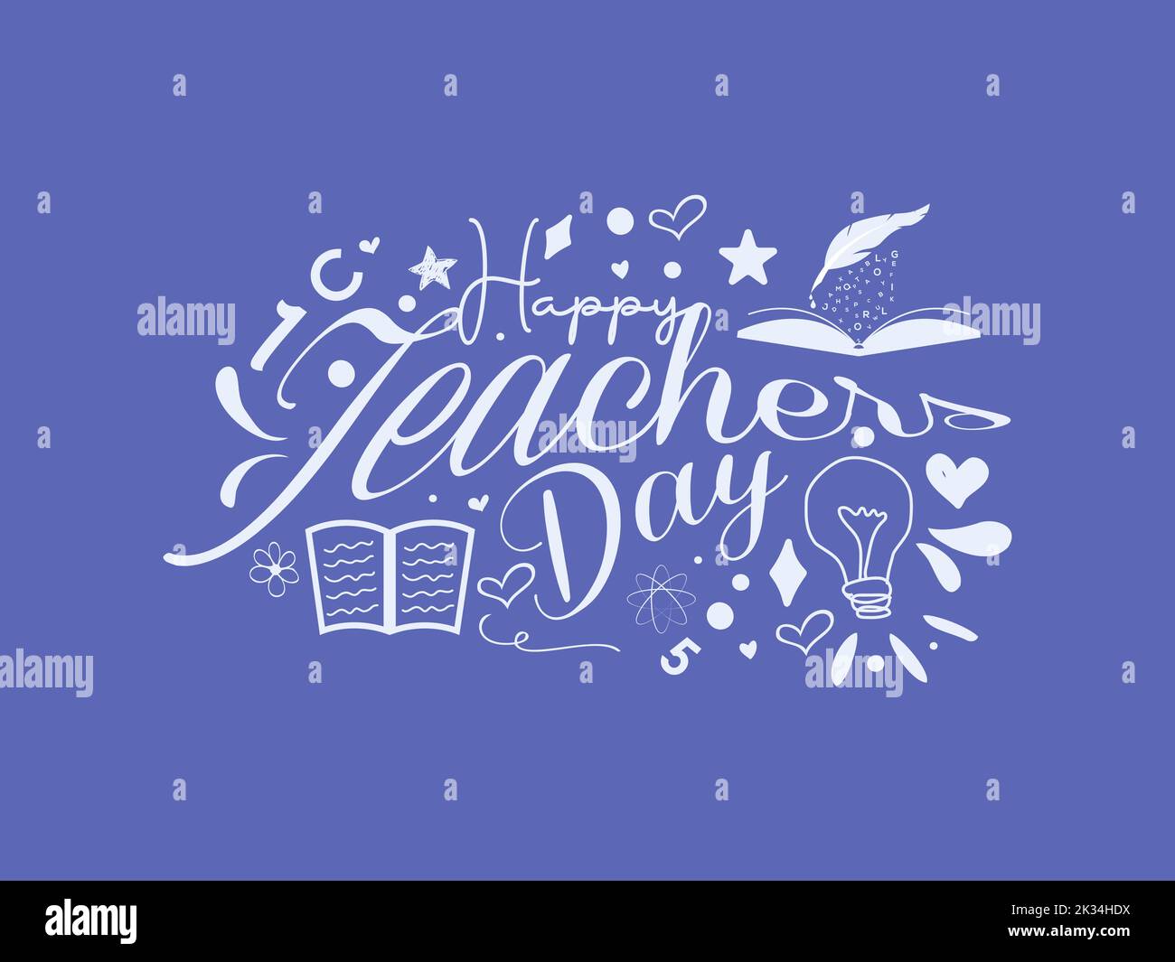 Happy teachers day hand lettering vector illustration design with ...
