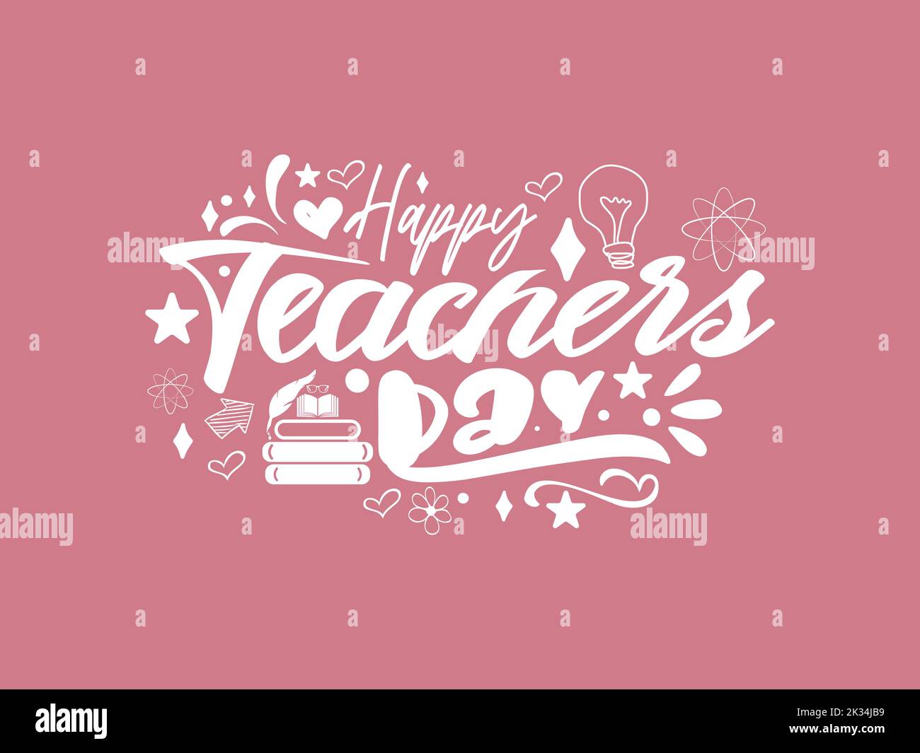 Happy teachers day hand lettering vector illustration design with ...