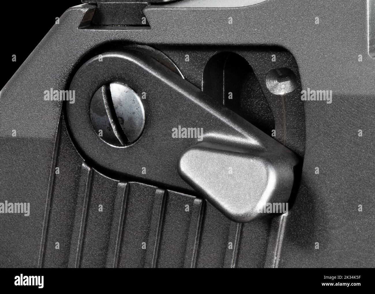 Safety mechanism on a large semi automatic pistol Stock Photo - Alamy