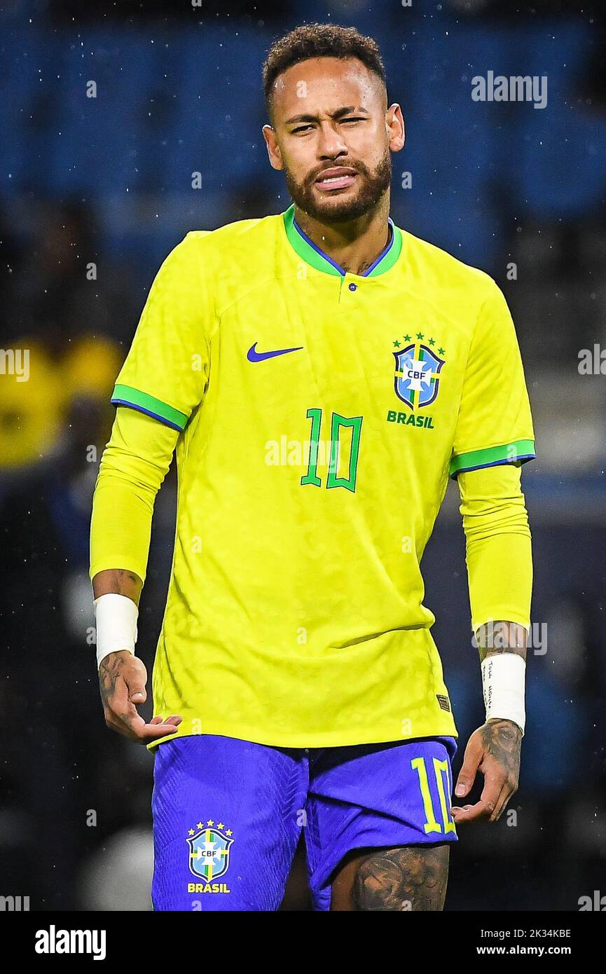 NEYMAR JR of Brazil looks dejected during the International Friendly ...