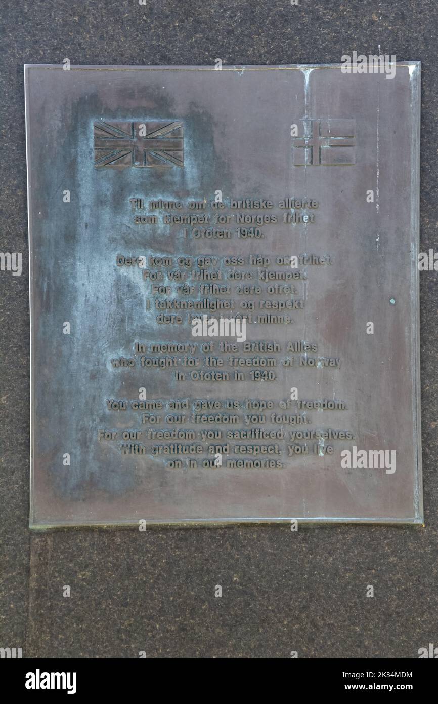 Narvik, Norway - July 12, 2022: War monument that commemorates the war ... Narvik, Norway - July 12, 2022: War monument that commemorates the war ...