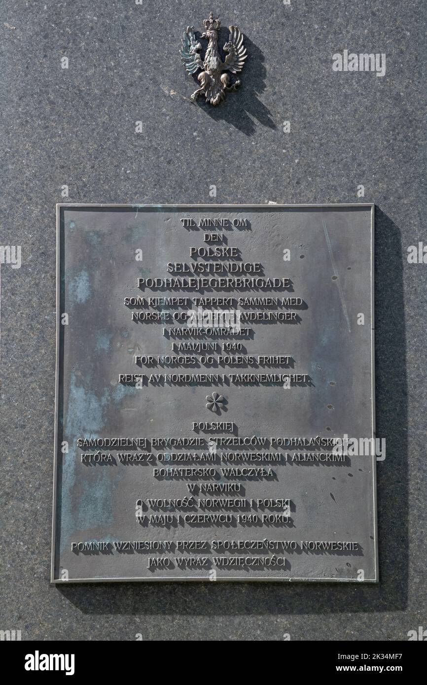 Narvik, Norway - July 12, 2022: War monument that commemorates the war ... Narvik, Norway - July 12, 2022: War monument that commemorates the war ...