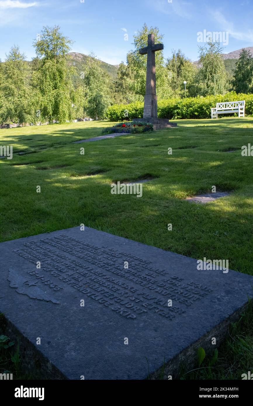 Narvik, Norway - July 12, 2022: Narvik City Cemetery. German, french ... Narvik, Norway - July 12, 2022: Narvik City Cemetery. German, french ...
