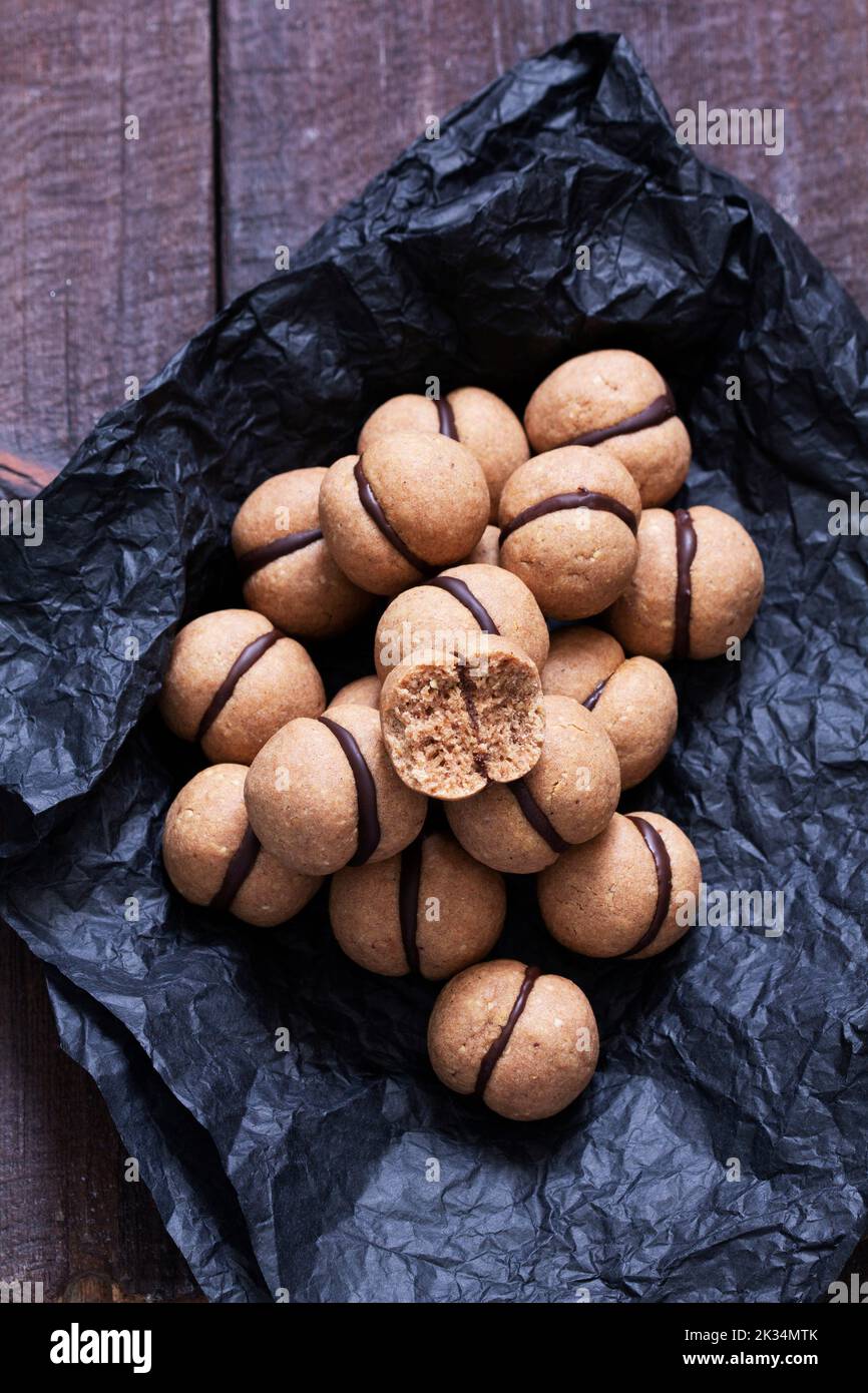 Lady's kisses, traditional Italian nut cookies with coffee and ...