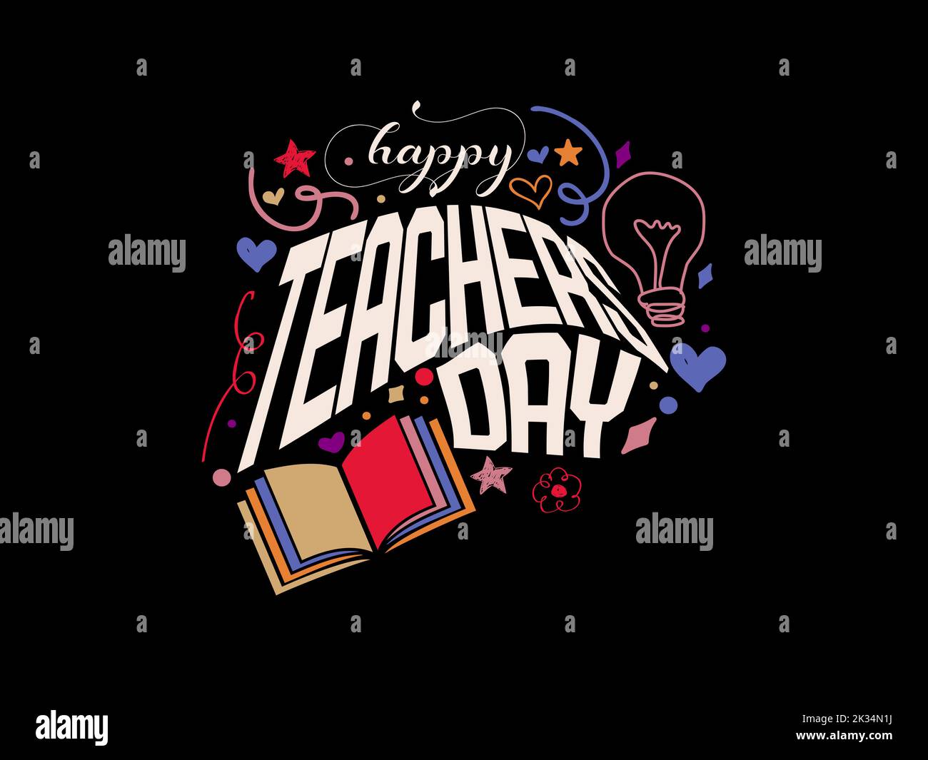 Color Calligraphy letter design concept of Happy teachers day with ...