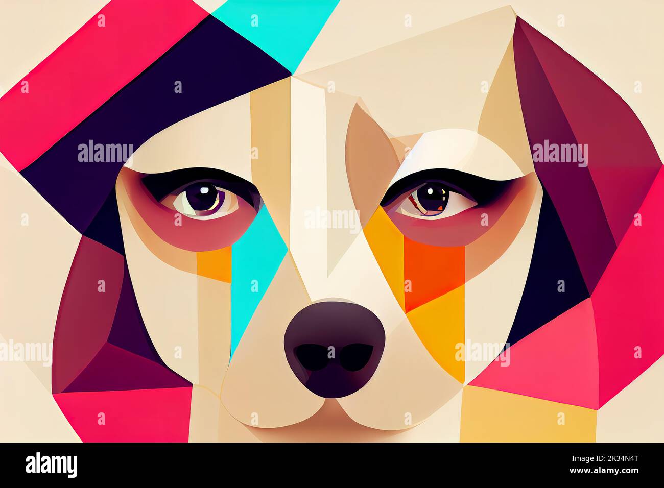 Muzzle of a dog in style of cubism. Abstraction. Flat illustration ...