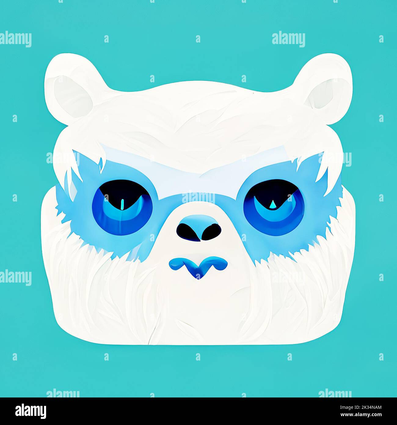 Yeti sticker with glasses. White bigfoot portrait. Flat art. Digital ...