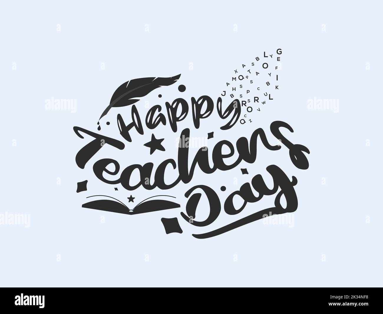 Happy teachers day vector Calligraphy design with creative doodle ...