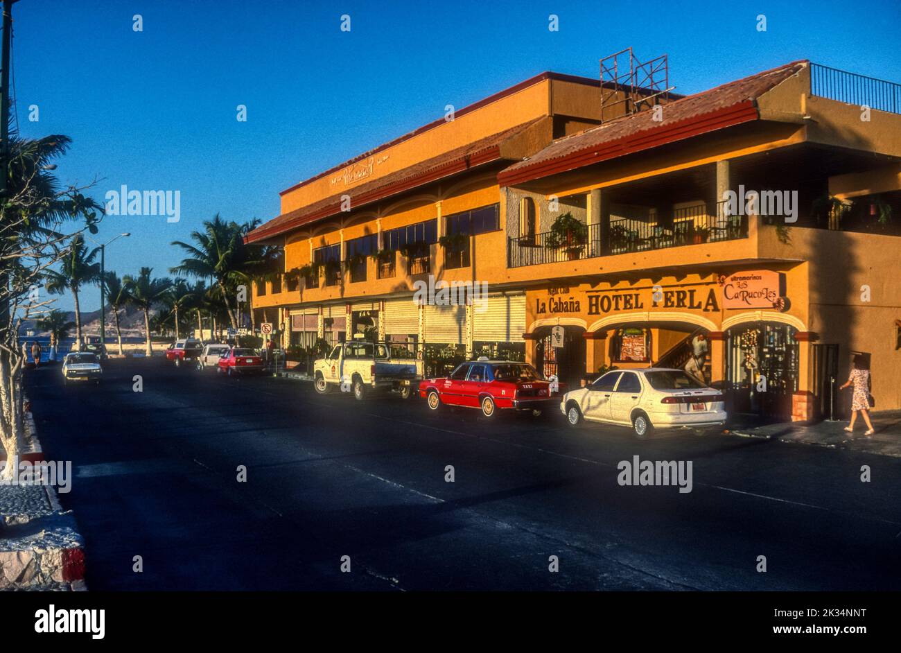 1990s archive image of Hotel Perla on the Malecon at La Paz in Baja ...