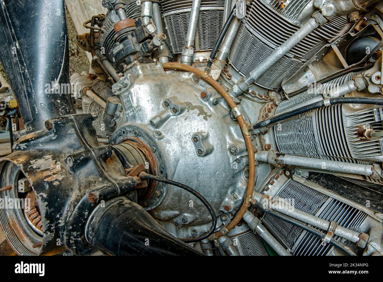 Detail Of A Wright R 1820 Cyclone Airplane Propeller Engine On Display