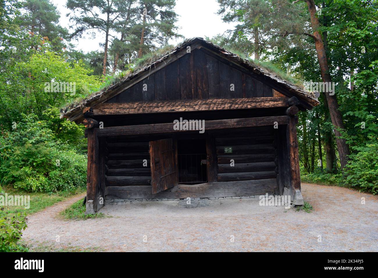 Oslo, Norway, September 2022: Old wooden hut exhibited at The Norwegian ...