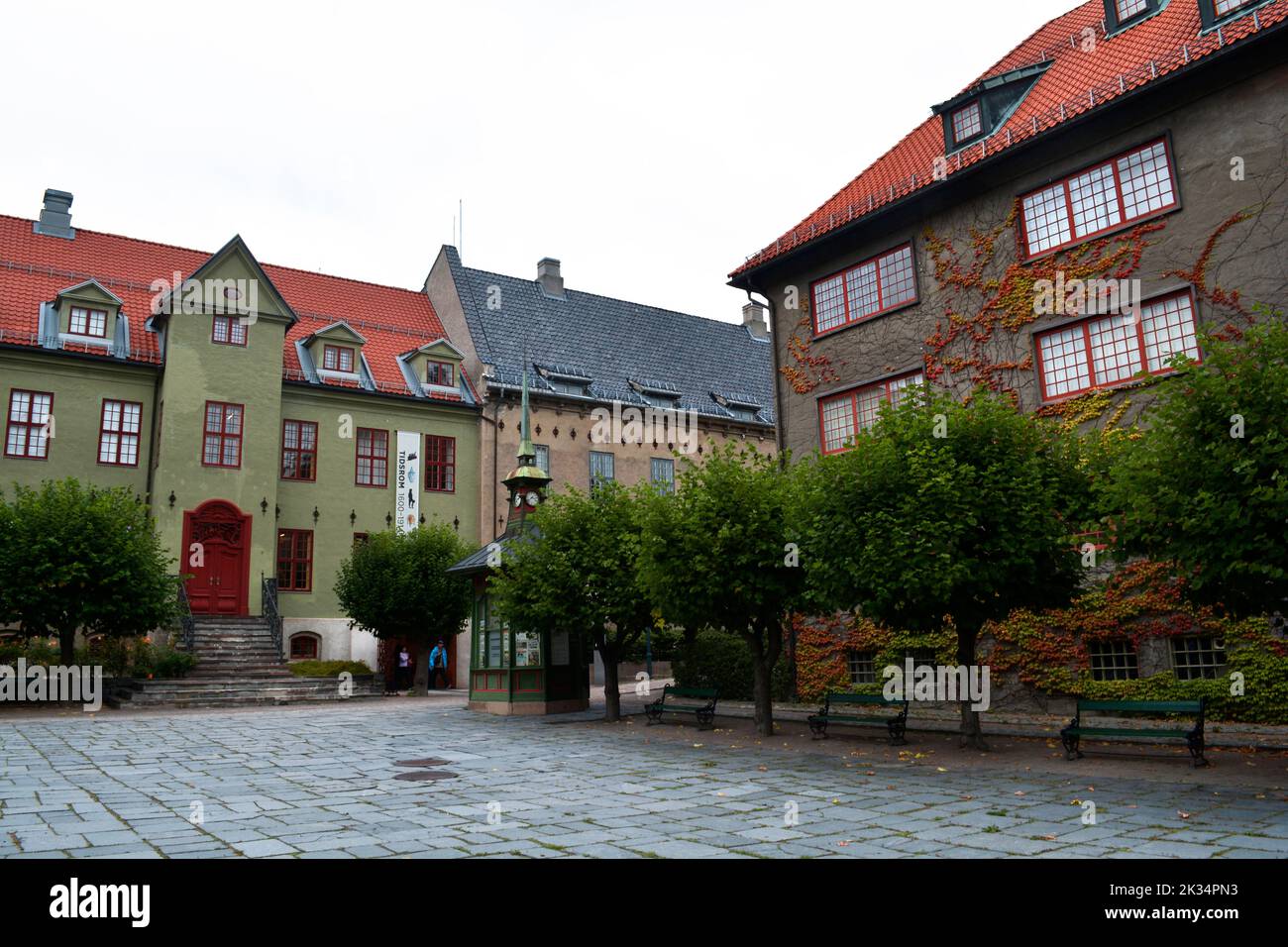 Oslo, Norway, September 2022: Museum buildings at the entrance square ...