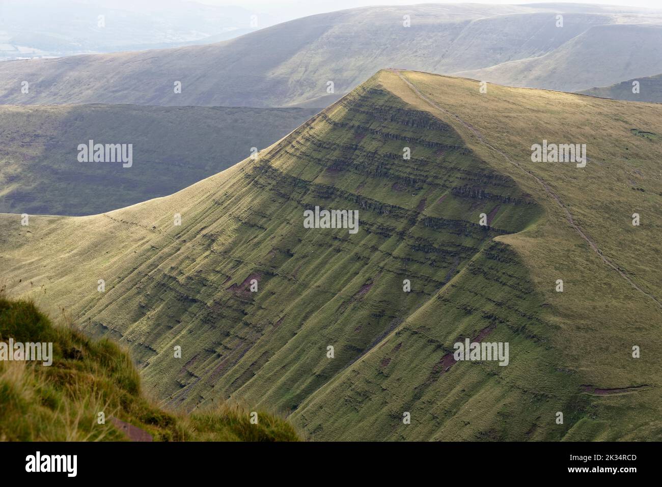 Cribyn viewed from Pen y Fan, Brecon Beacons, Powys, Wales, UK Stock ...