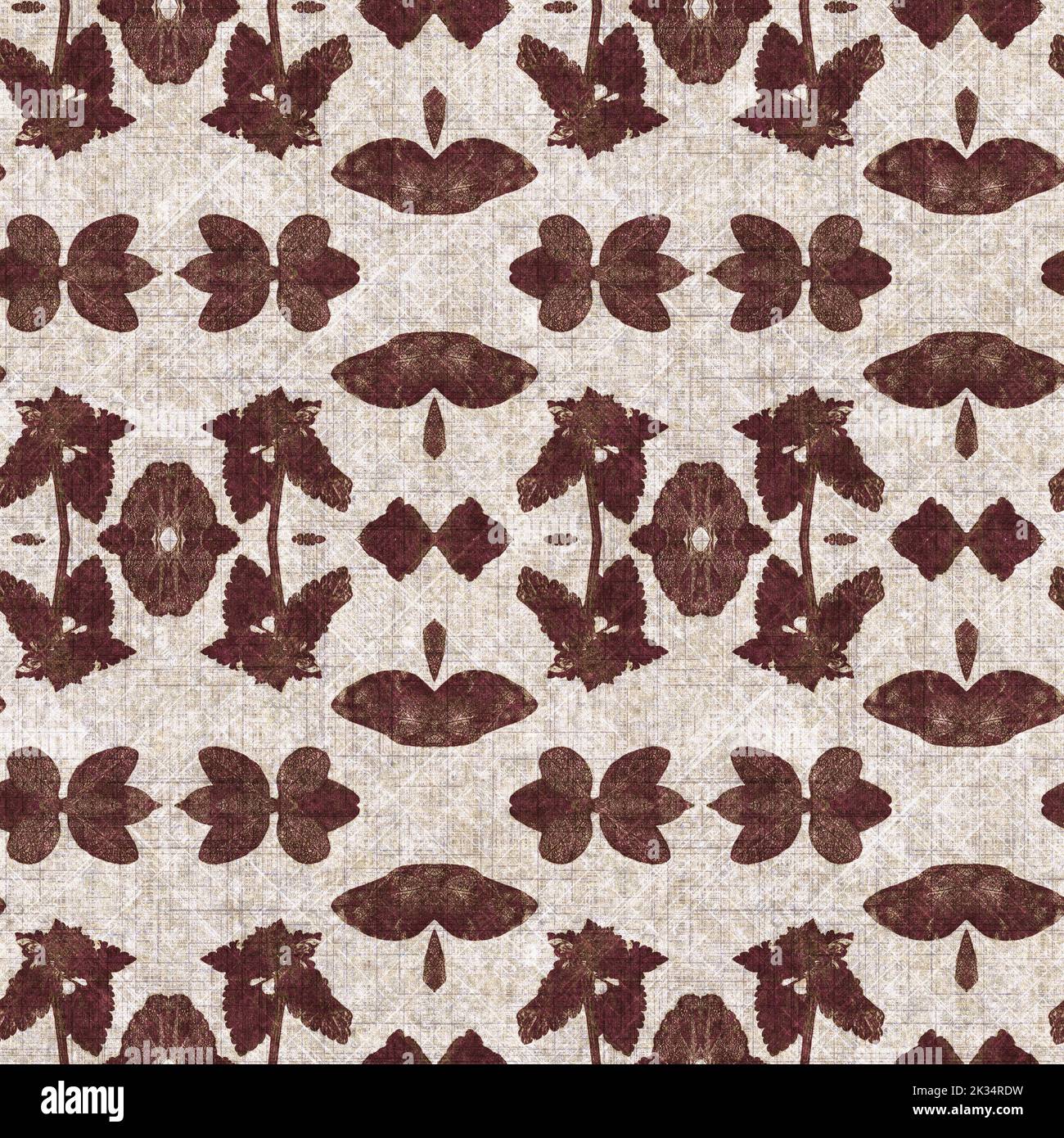Foliage brown kaleidoscope seamless texture pattern. Trendy optic fresh ...