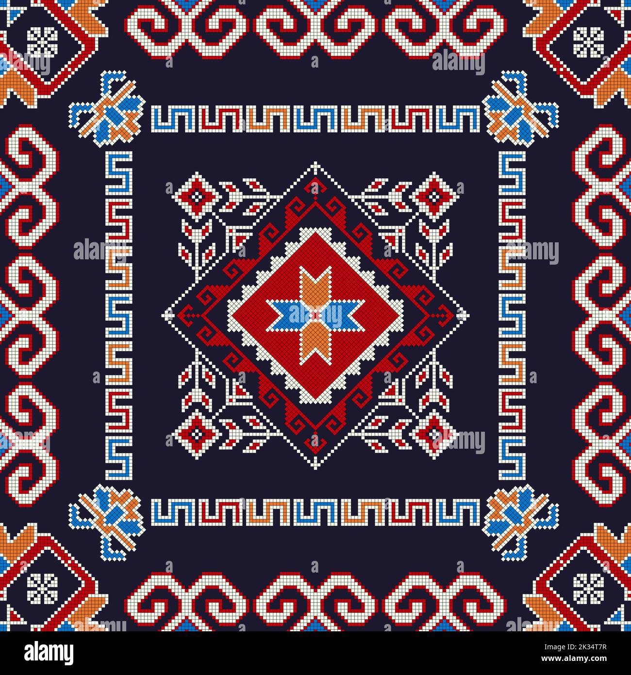 Traditional Georgian folk art embroidery vector pattern Stock Vector ...