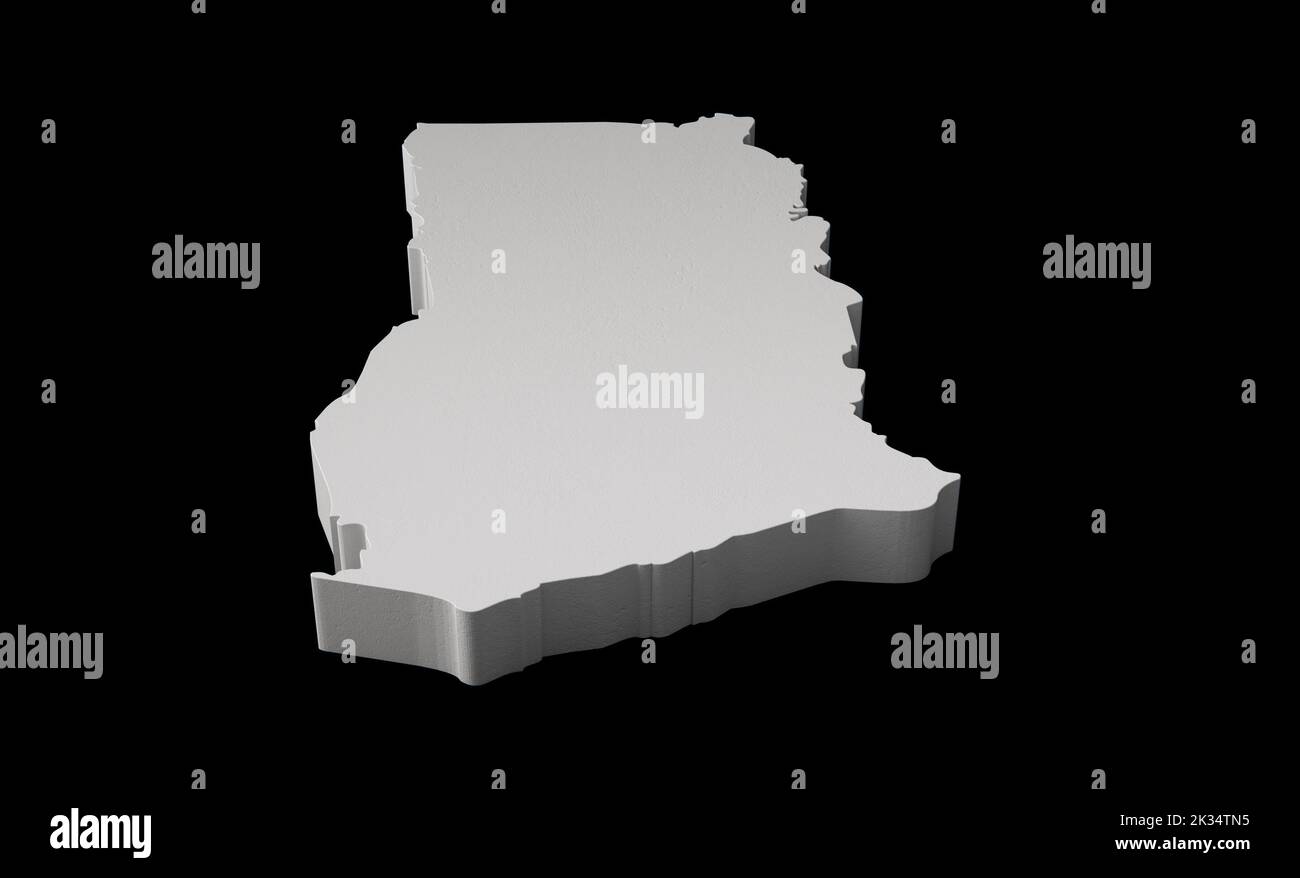 A 3D map of Ghana isolated on a black background Stock Photo - Alamy